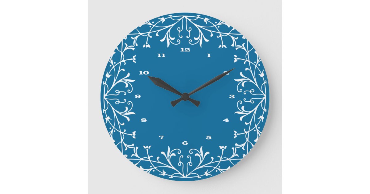 Blue and White Elegant Kitchen Clock | Zazzle