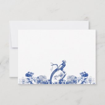 Blue and White Floral China Pattern with Bird Invitation | Zazzle