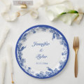 Blue and White Floral China Pattern with Bird Paper Plates | Zazzle