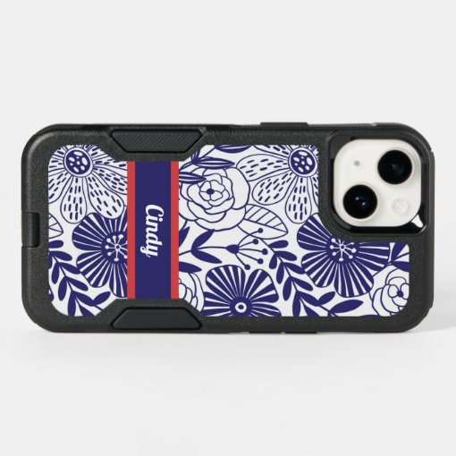 Blue and White Floral Wallpaper OtterBox Case | Zazzle