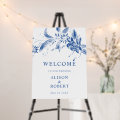 Blue and white flowers wedding welcome sign | Zazzle