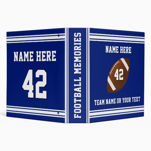 Blue and White Football Team Gifts Football Binder | Zazzle