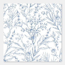 Blue and White French Floral Wallpaper | Zazzle