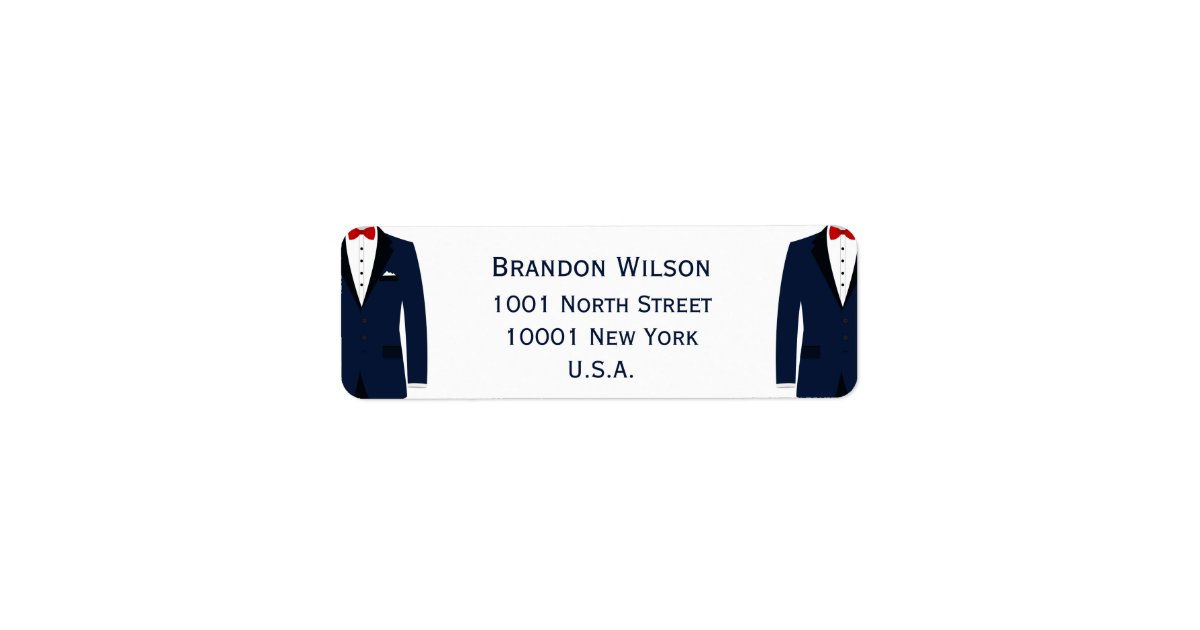 Blue And White Gay Wedding Return Address Labels | Zazzle