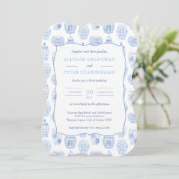Blue And White Ginger Jar Chinoiserie Wedding Invitation | Zazzle