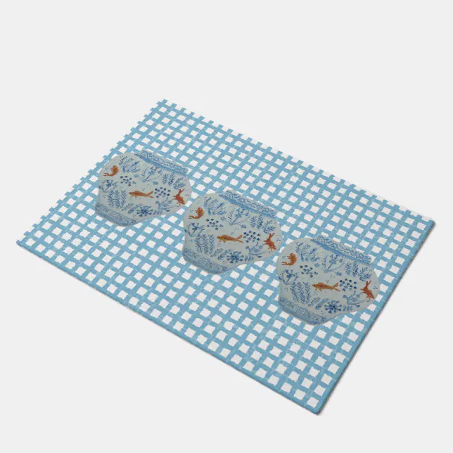 Blue and White Ginger Jar Doormat Rug | Zazzle