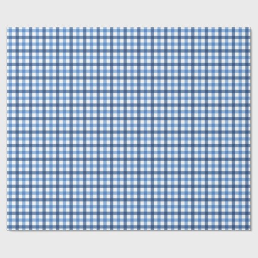 Blue and white gingham pattern wrapping paper | Zazzle