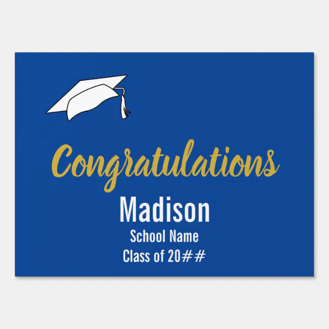 Blue and White Graduate Congratulations Sign | Zazzle