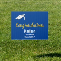 Blue and White Graduate Congratulations Sign | Zazzle