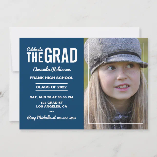 Blue and White Graduation Party Invitation | Zazzle