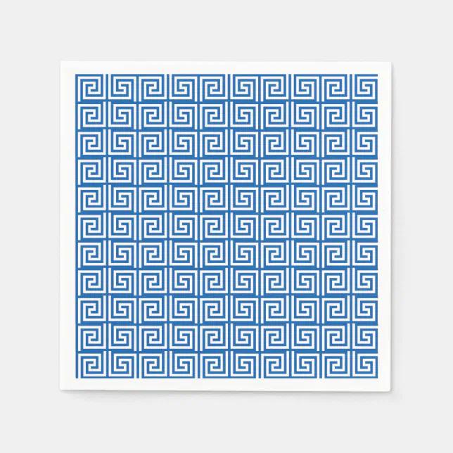 Blue and White Greek key design paper napkin | Zazzle