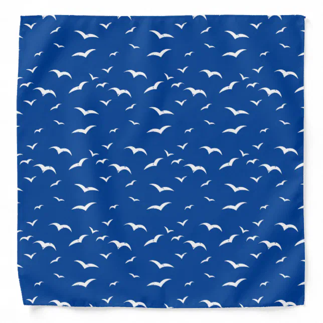 Blue and White Grunge Sea Birds Seagull Chef's Bandana | Zazzle