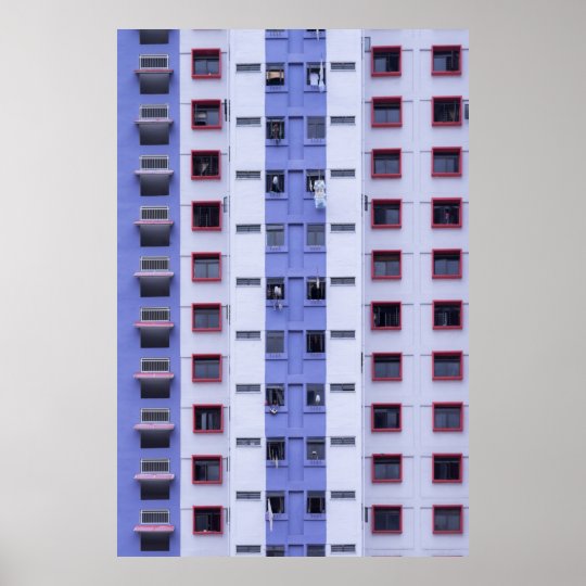 Blue and white high-rise building poster | Zazzle.com