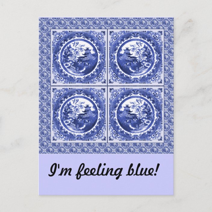 Blue and white, I"m feeling blue Postcard | Zazzle.com