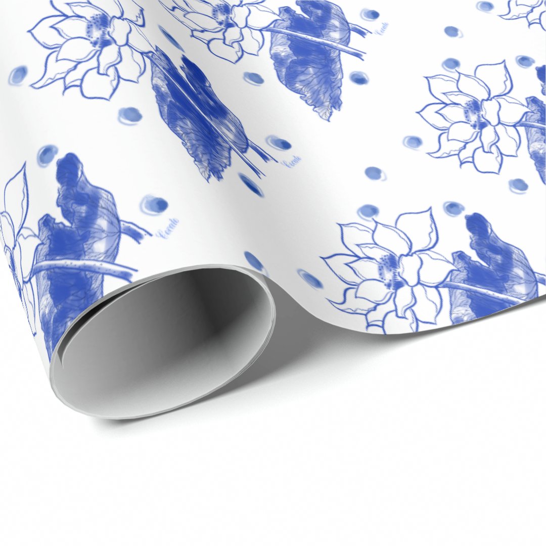 Blue and White Japanese traditional Wrapping Paper | Zazzle