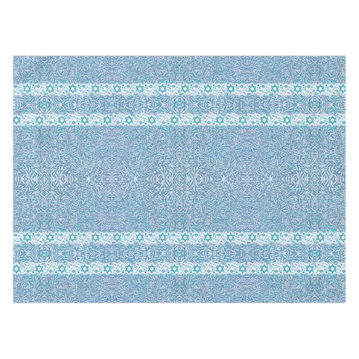 Blue and White Leafy Star of David Border Tablecloth | Zazzle