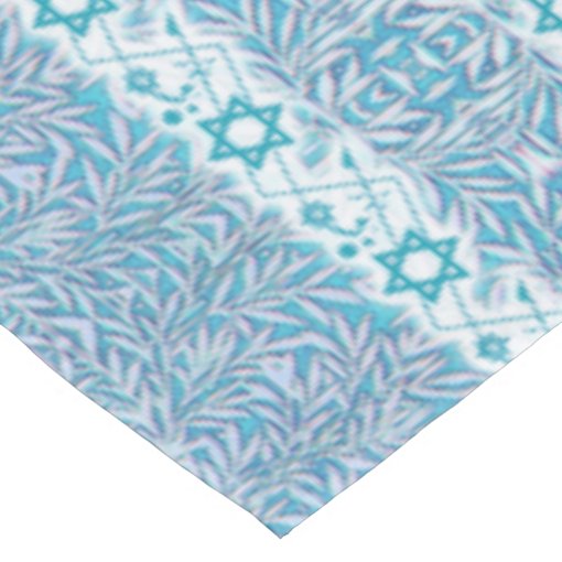 Blue and White Leafy Star of David Border Tablecloth | Zazzle