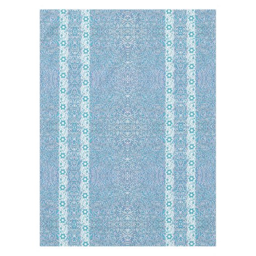 Blue and White Leafy Star of David Border Tablecloth | Zazzle