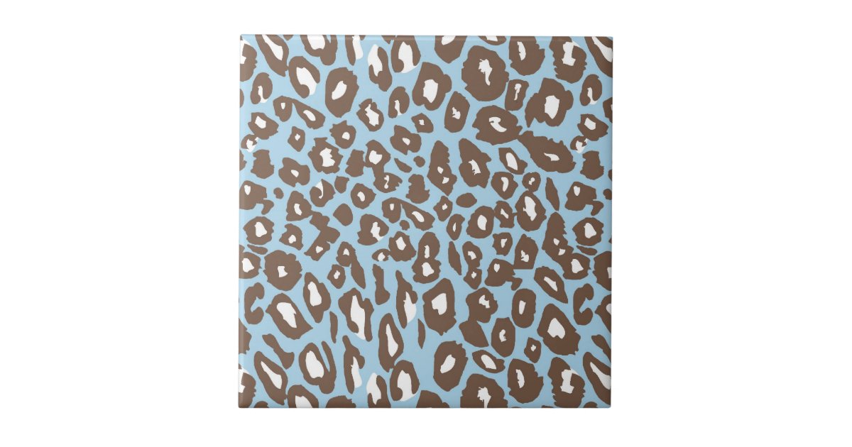 Blue and White Leopard Print Tile | Zazzle