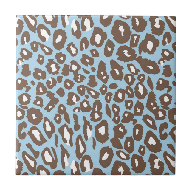 Blue and White Leopard Print Tile | Zazzle