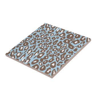 Blue and White Leopard Print Tile | Zazzle