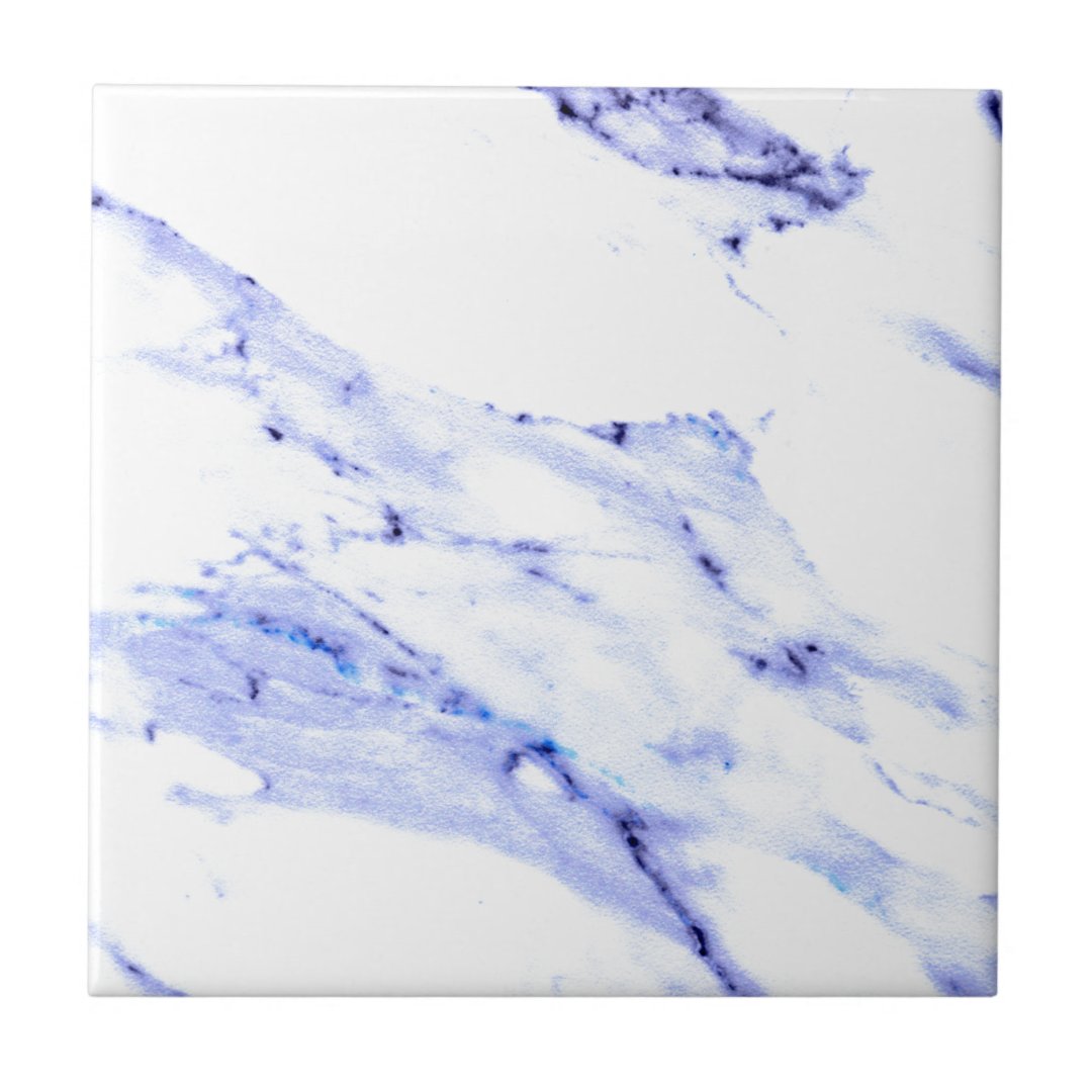 Blue and White Marble Ceramic Tile | Zazzle