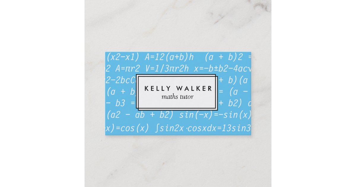 Blue and white math tutor typography business card | Zazzle