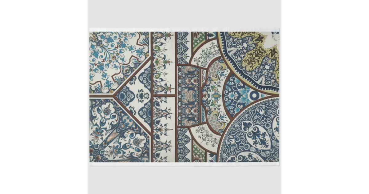 Blue and white Moroccan inspired decoupage paper | Zazzle