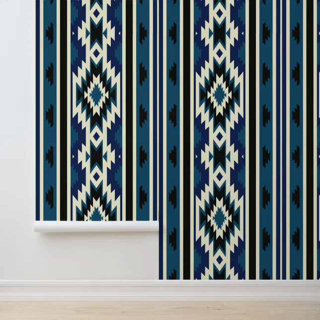 Blue and White Navajo Design Pattern Wallpaper | Zazzle