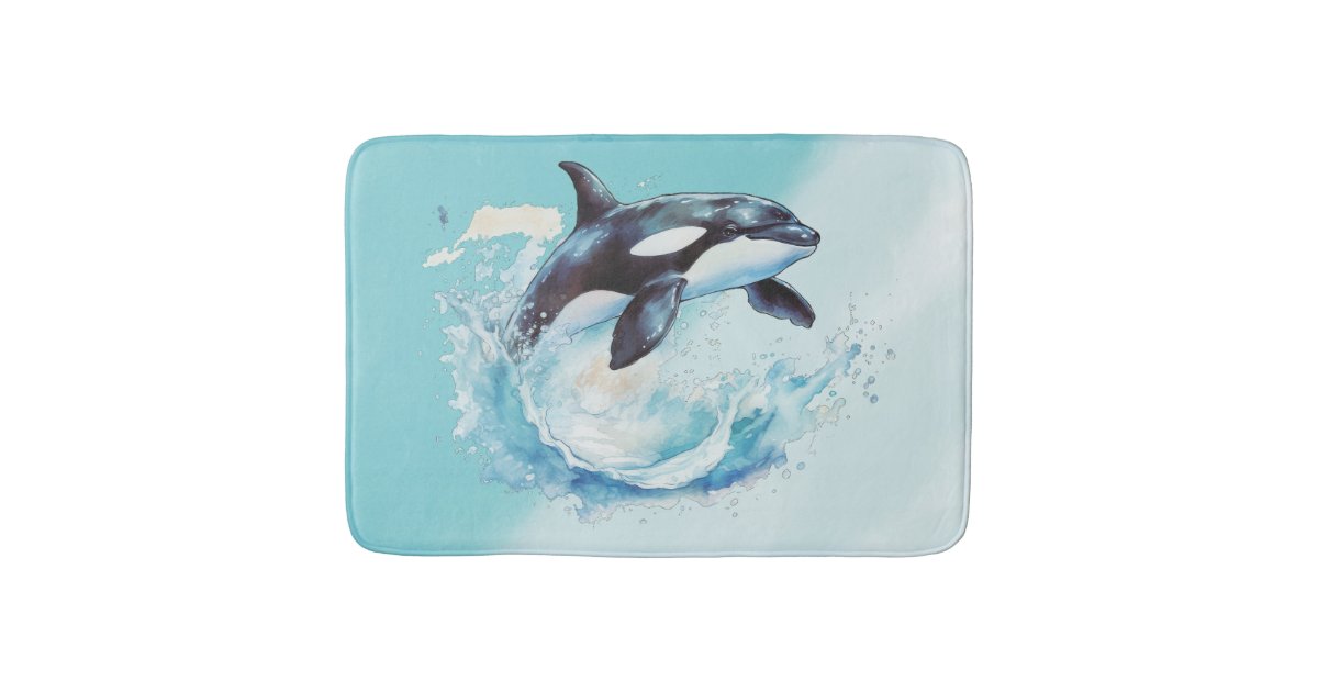 Blue and White Ocra Ocean Beach Nautical Bath Mat | Zazzle