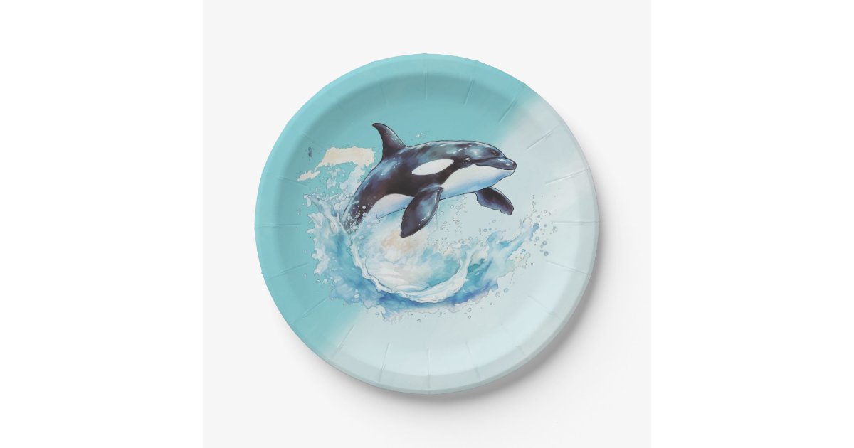 Blue and White Ocra Ocean Beach Nautical Paper Plates | Zazzle