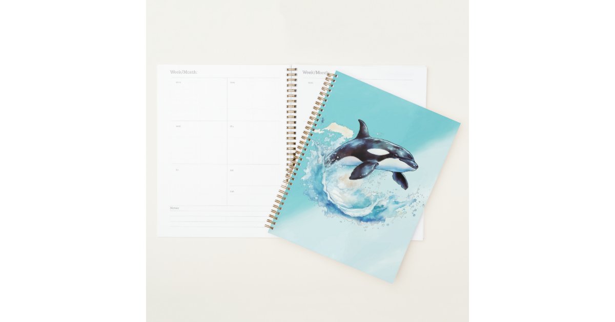 Blue and White Ocra Ocean Beach Nautical Planner | Zazzle