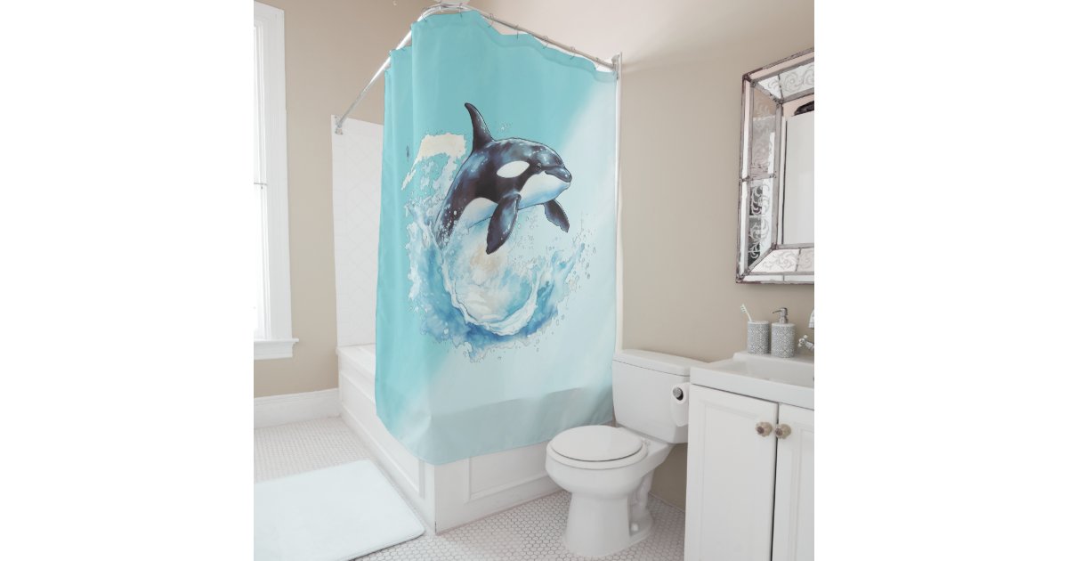 Blue and White Ocra Ocean Beach Nautical Shower Curtain | Zazzle