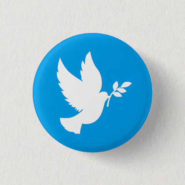Blue and White Peace Dove Pinback Button | Zazzle