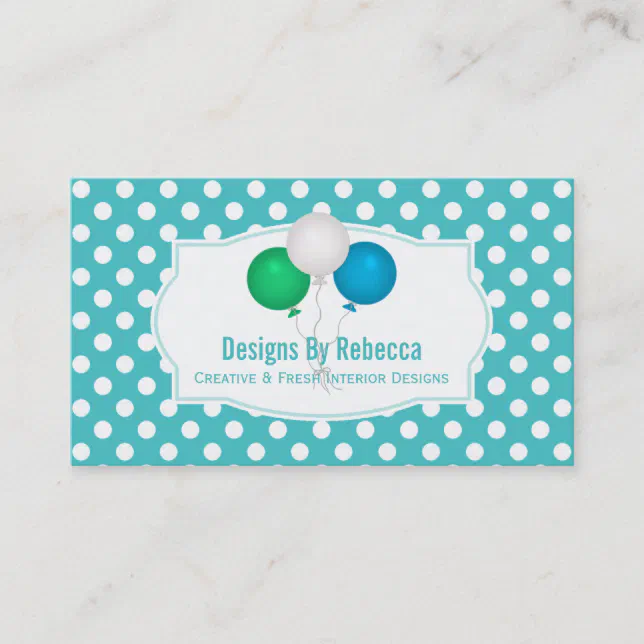 Blue And White Polka-dot: Balloons Business Cards | Zazzle