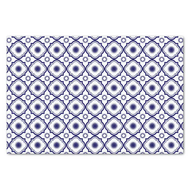 Blue And White Quatrefoil Pattern Tissue Paper | Zazzle