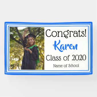 Blue and White School Colors Photo Banner | Zazzle