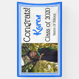 Blue and White School Colors Photo Banner | Zazzle