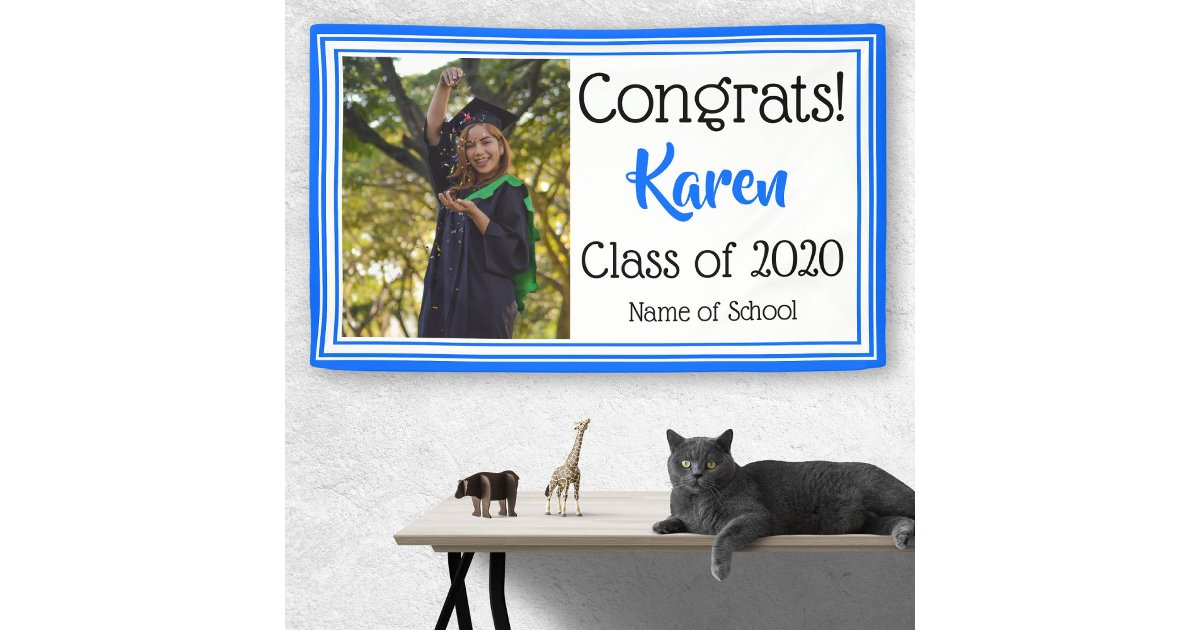 Blue and White School Colors Photo Banner | Zazzle
