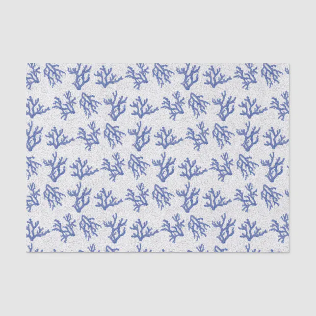 Blue and white sea coral all over tissue paper | Zazzle