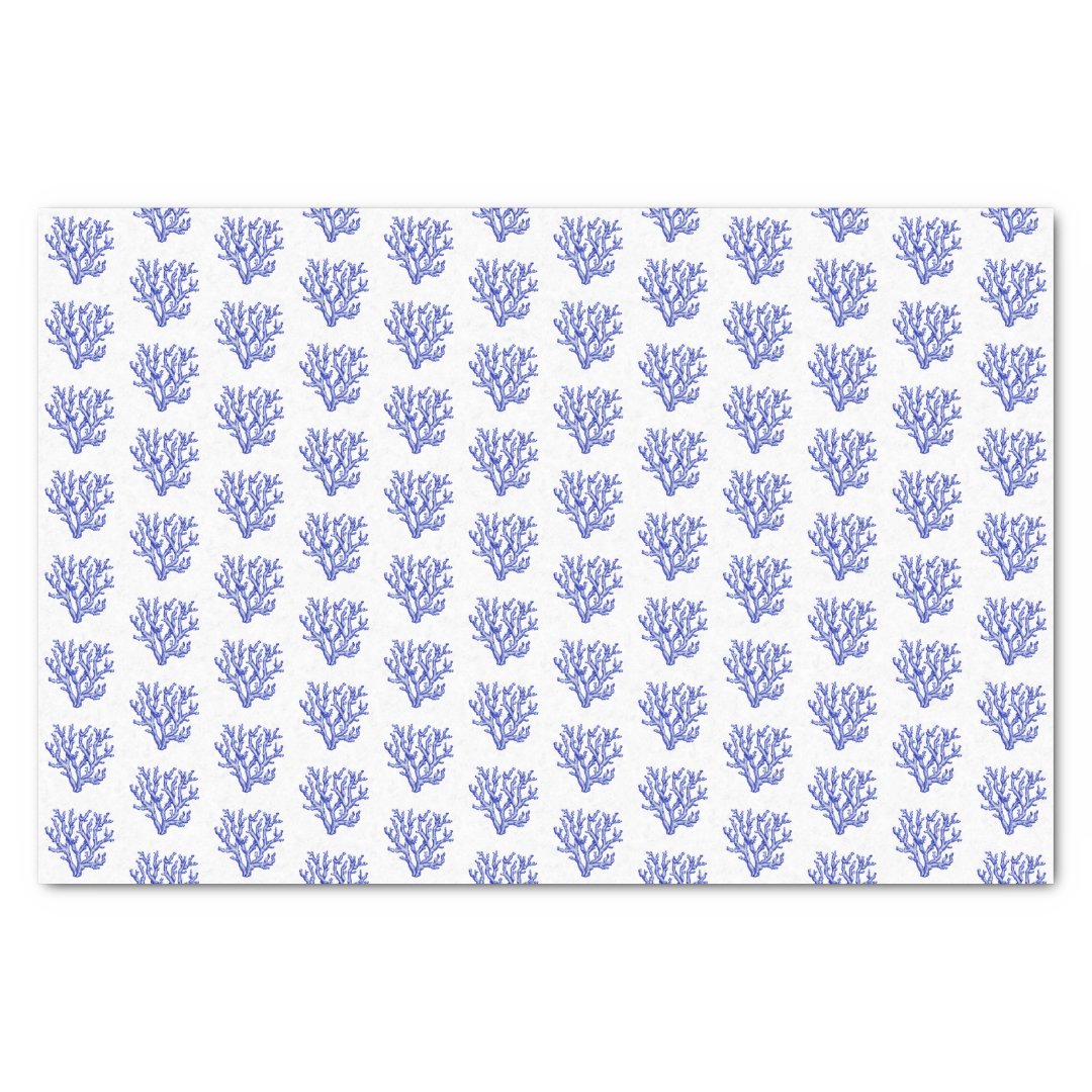 Blue and white sea coral tissue paper | Zazzle