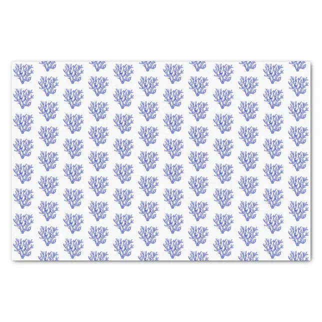 Blue and white sea coral tissue paper | Zazzle