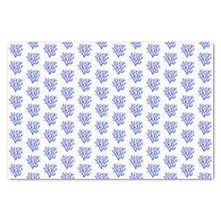 Blue and white sea coral tissue paper | Zazzle