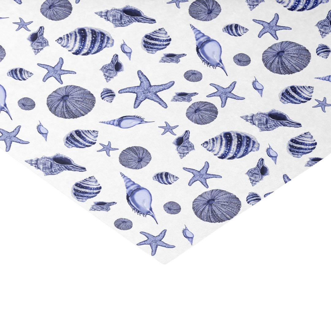 Blue and white seashells tissue paper | Zazzle