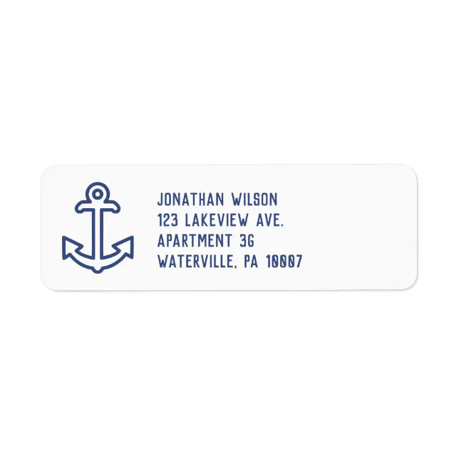 Blue and White Ship Anchor Return Address Labels | Zazzle