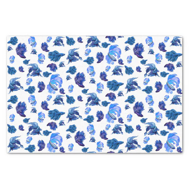 Blue and white Siamese fighting fish Tissue Paper | Zazzle