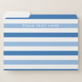 Blue and white simple stripes with your text file folder | Zazzle