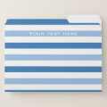 Blue and white simple stripes with your text file folder | Zazzle