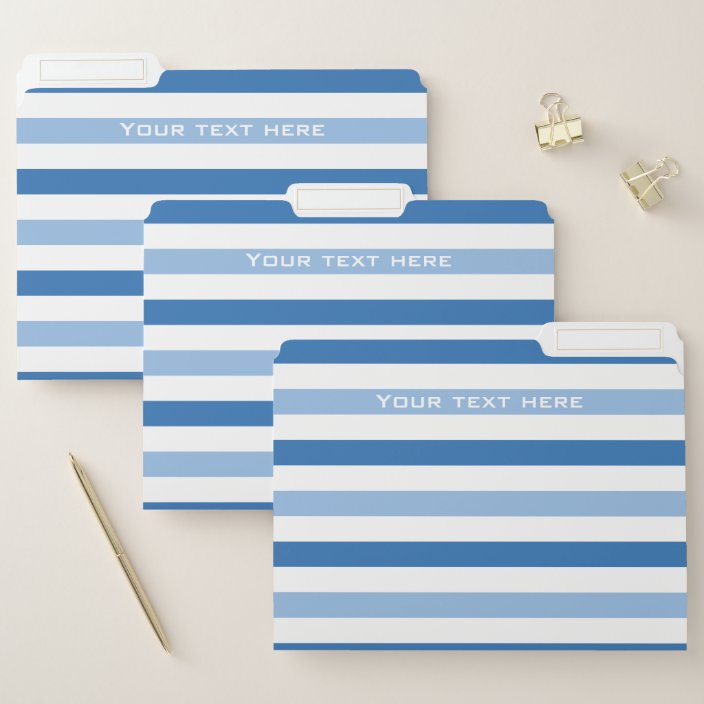 Blue and white simple stripes with your text file folder | Zazzle.com