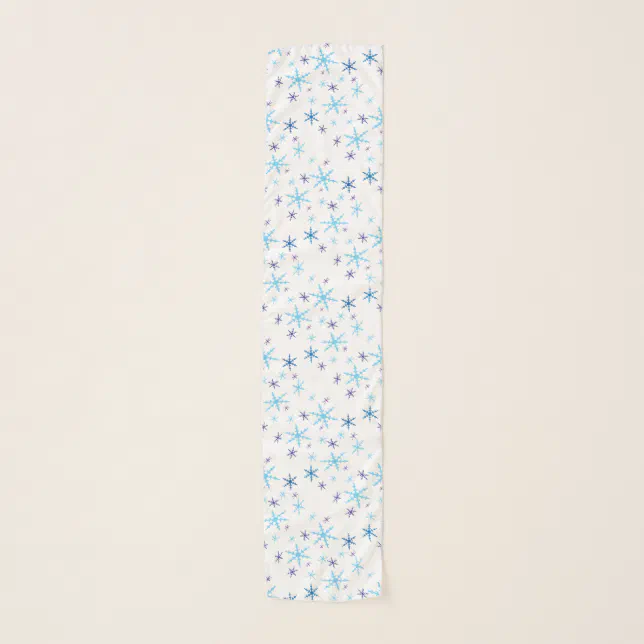 Blue and White Snowflakes Chiffon Scarf | Zazzle